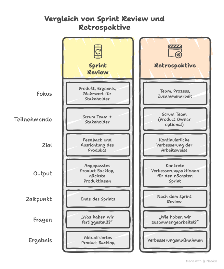 Sprint Review vs. Retrospektive - PURE Consultant